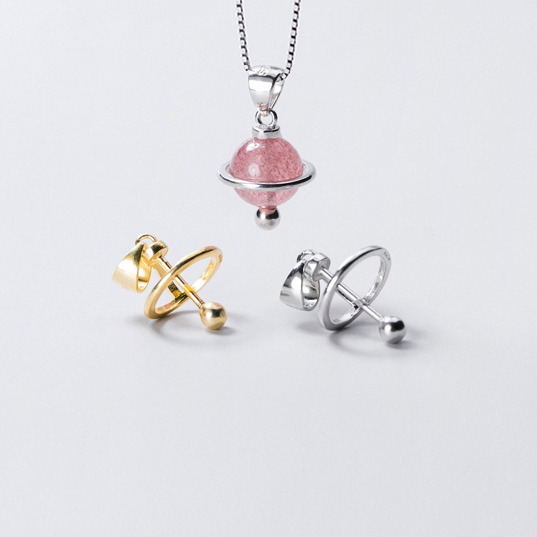 Sterling Silver Planet Charm Silver Bead Loop Silver Equator Charm ...