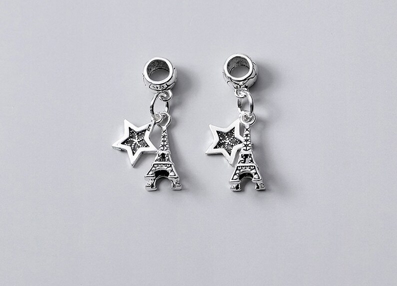 Sterling Silver Dangle Bead Charm Tower With Star Unit - Etsy