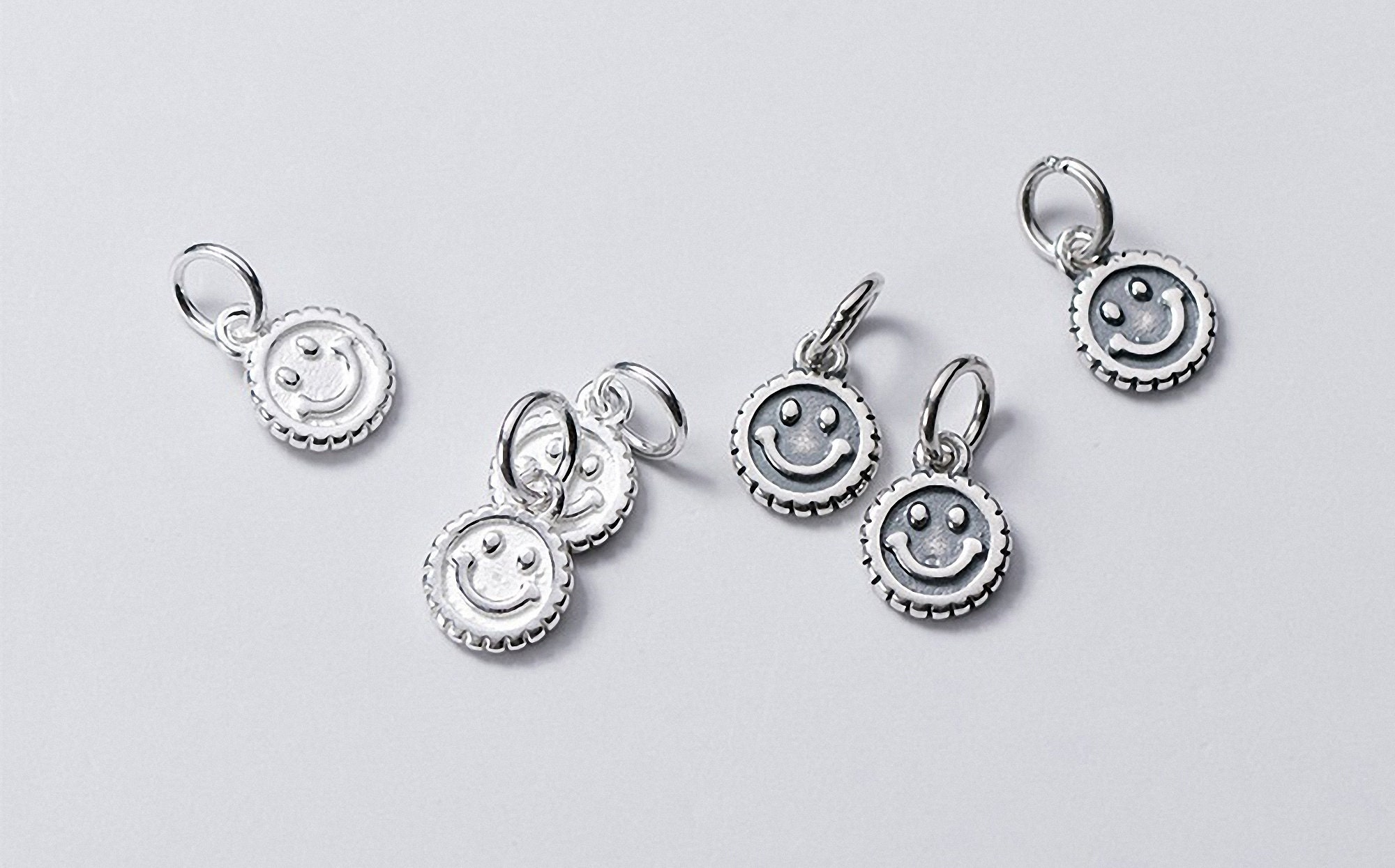 Sterling Silver Smile Charm Smile Face Pendant Happy Charm - Etsy