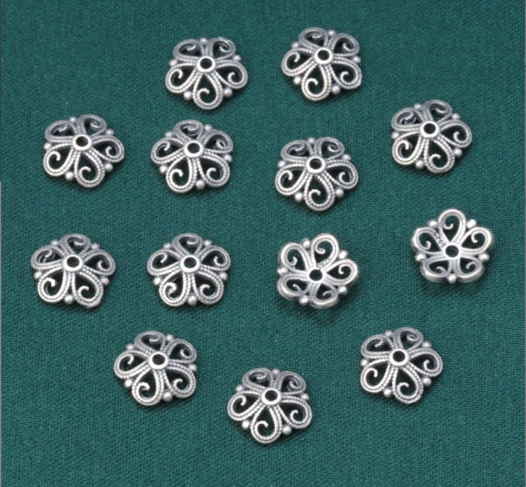 Sterling Silver Bead Cap 6mm Flower Cap 8mm Pearl Cap Gemstone Cap - Etsy