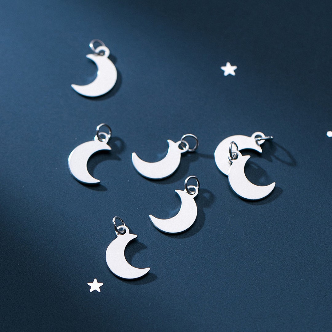 5pcs Sterling Silver Moon Charm 7mm Moon Charm New Moon Charm Tiny Moon ...