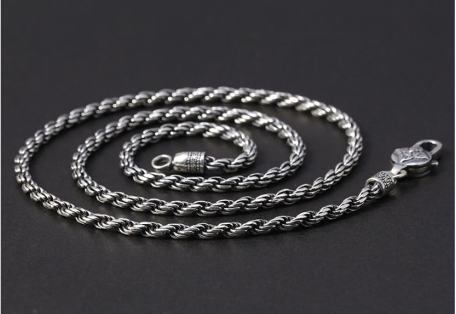 3mm Sterling Silver Chain Silver Twist Rope Necklace Antique - Etsy