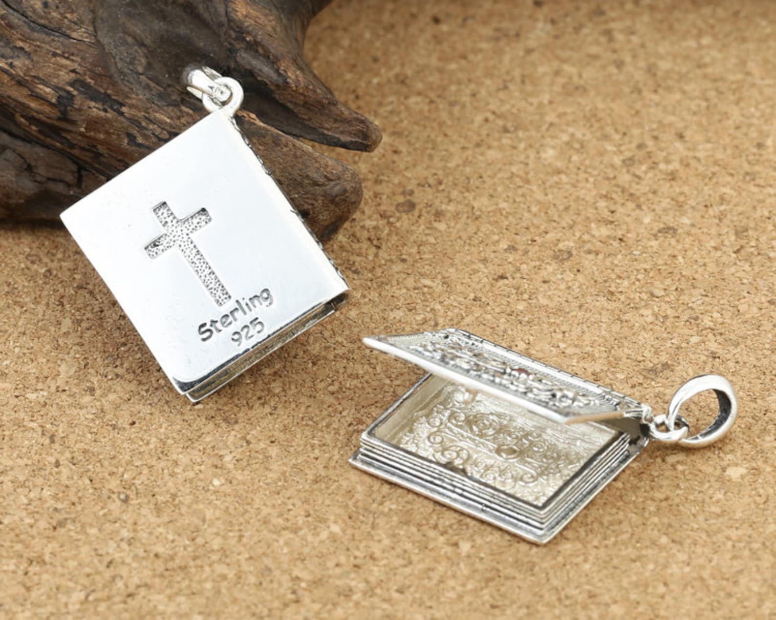 925 Sterling Silver Bible Pendant Silver Book Pendant Silver - Etsy