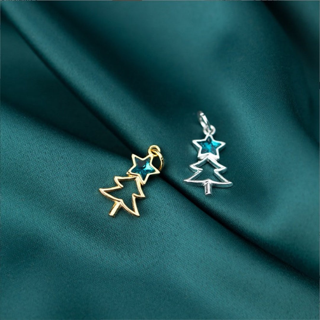 925 Sterling Silver Christmas Charm Silver Tree Charm Silver Christmas ...