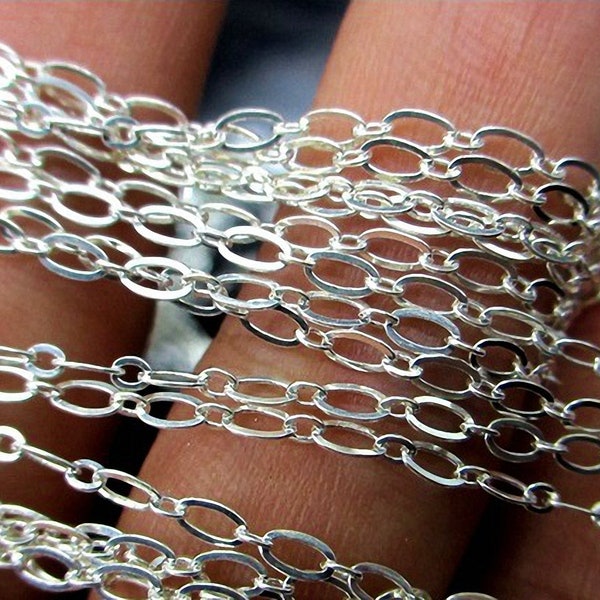 Sterling Silver Flat Cable Chain - Etsy