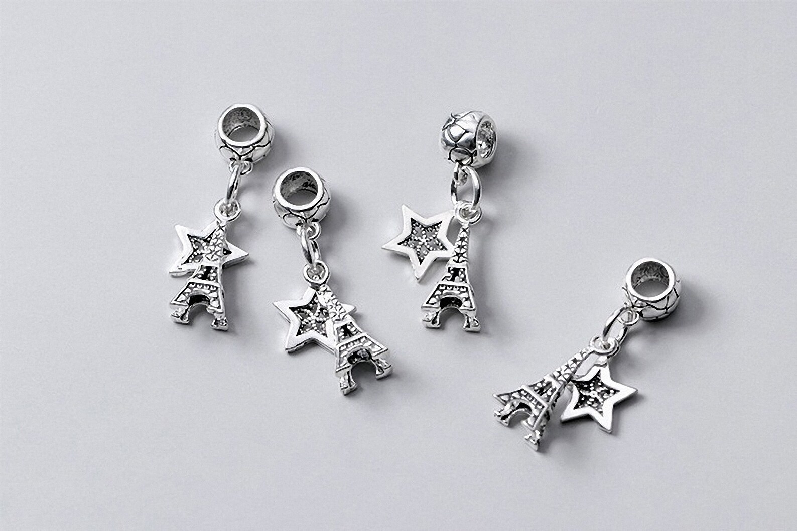 Sterling Silver Dangle Bead Charm Tower With Star Unit - Etsy