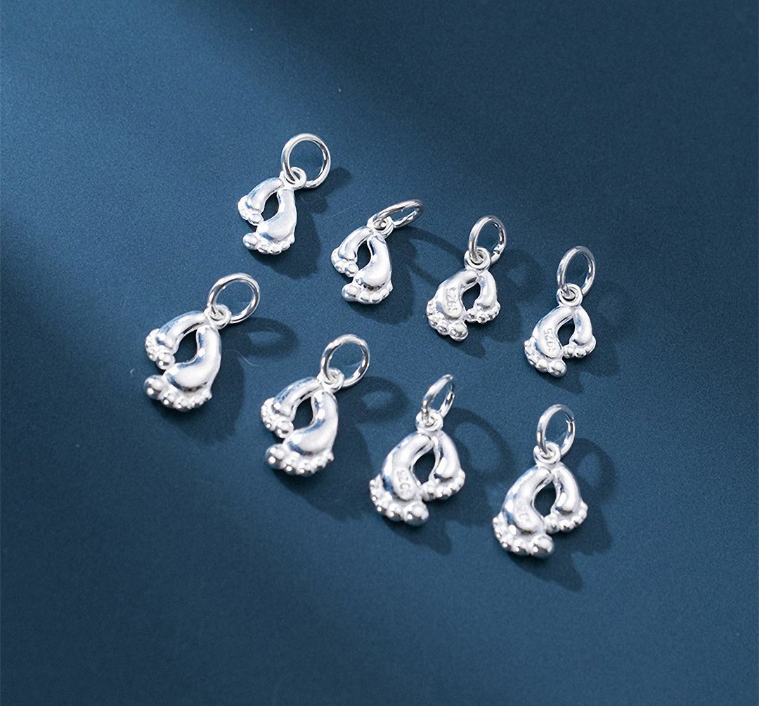 Sterling Silver Footprint Charm Feet Charm Cute Charm - Etsy
