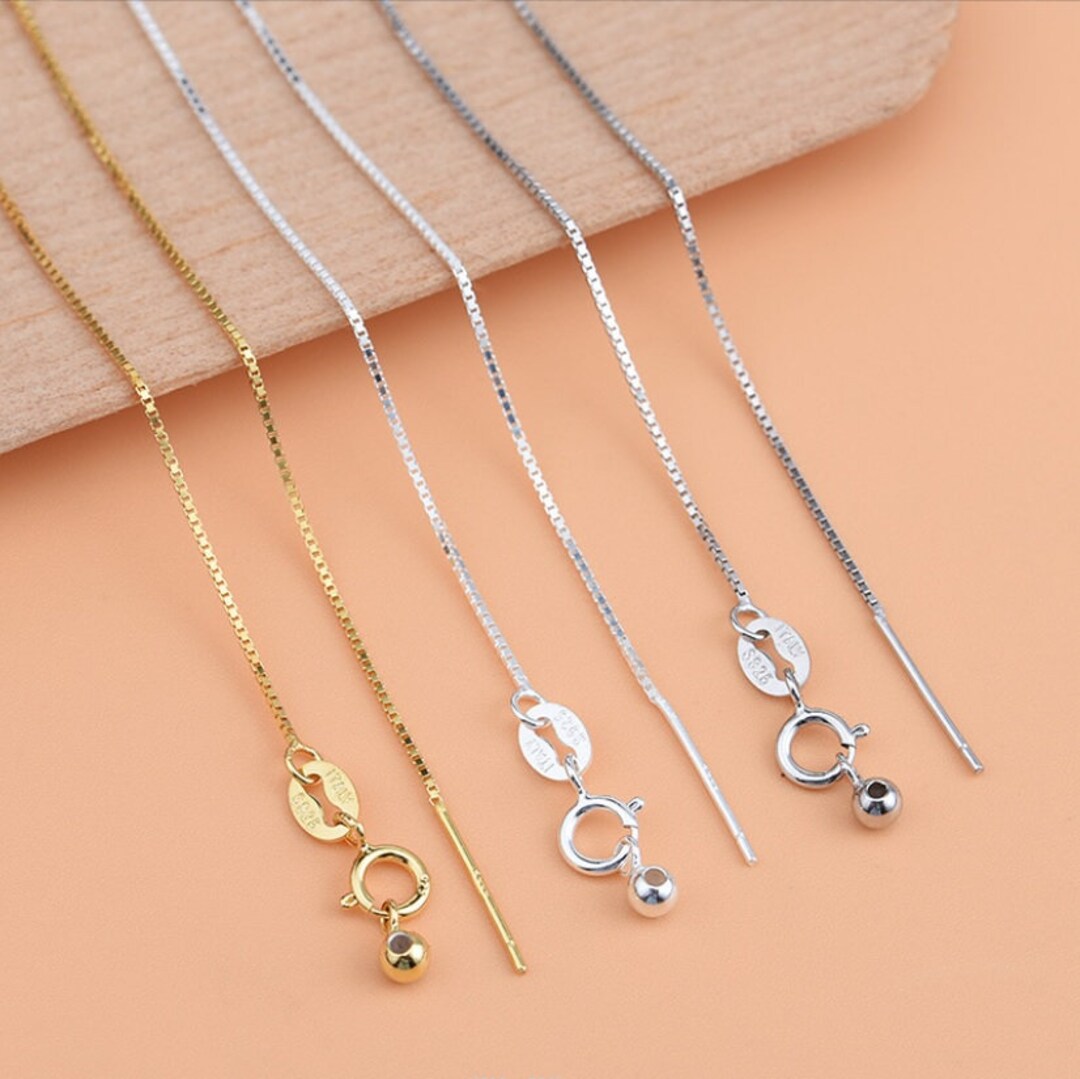 925 Sterling Silver Box Necklace Chain Thin Silver Necklace 18" 45cm ...