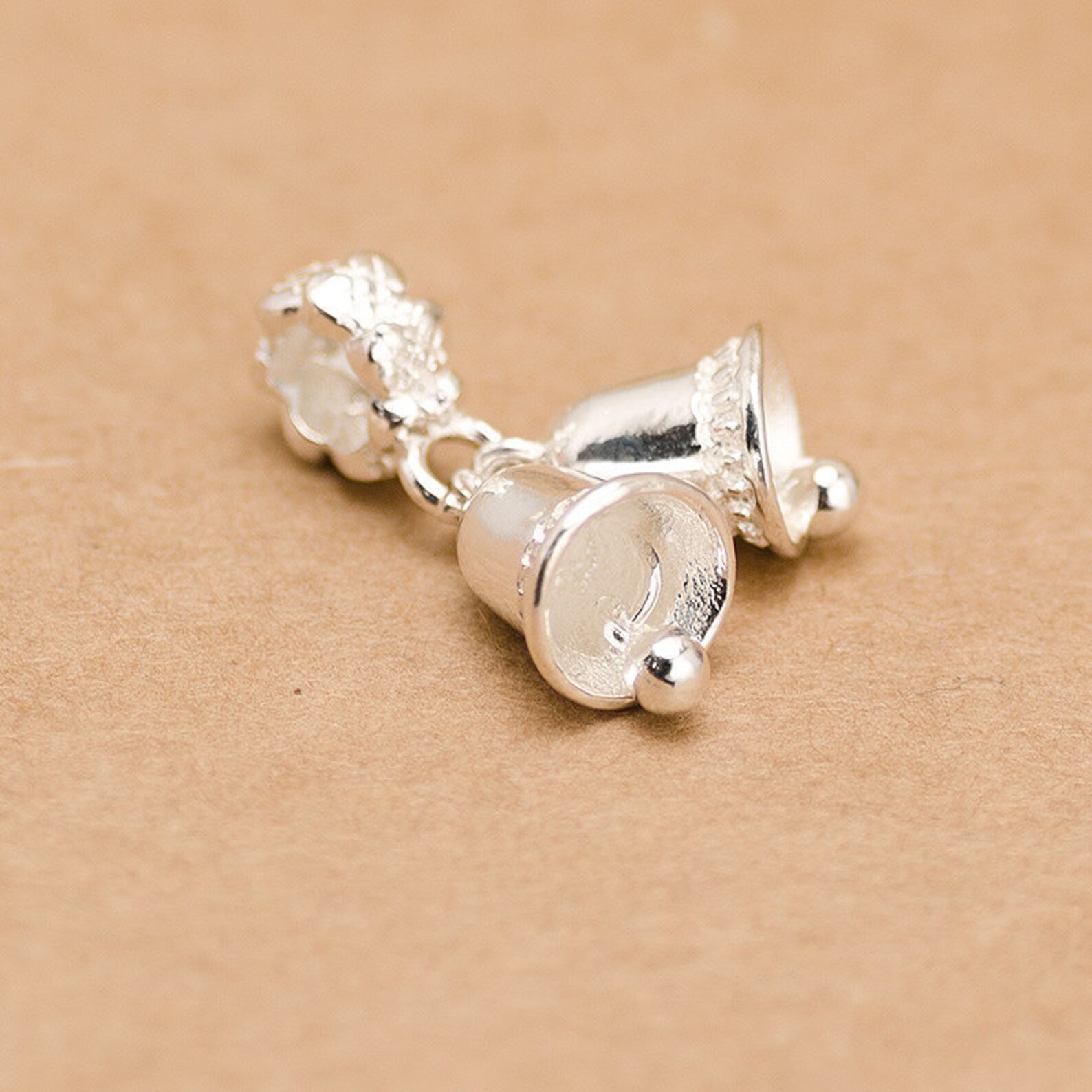 925 Sterling Silver Double Bell Dangle Charms Pendant - Etsy
