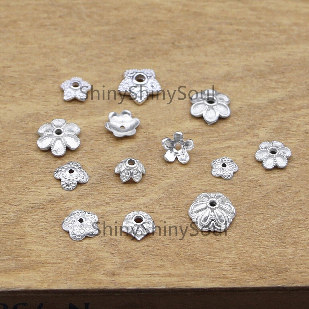 10pcs Sterling Silver Bead Cap Silver End Cap Gemstone Cap, Cap for ...