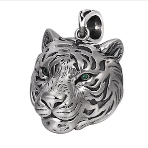 925 Sterling Silver Pendant Silver Tiger Pendant 27mm Tiger Silver ...