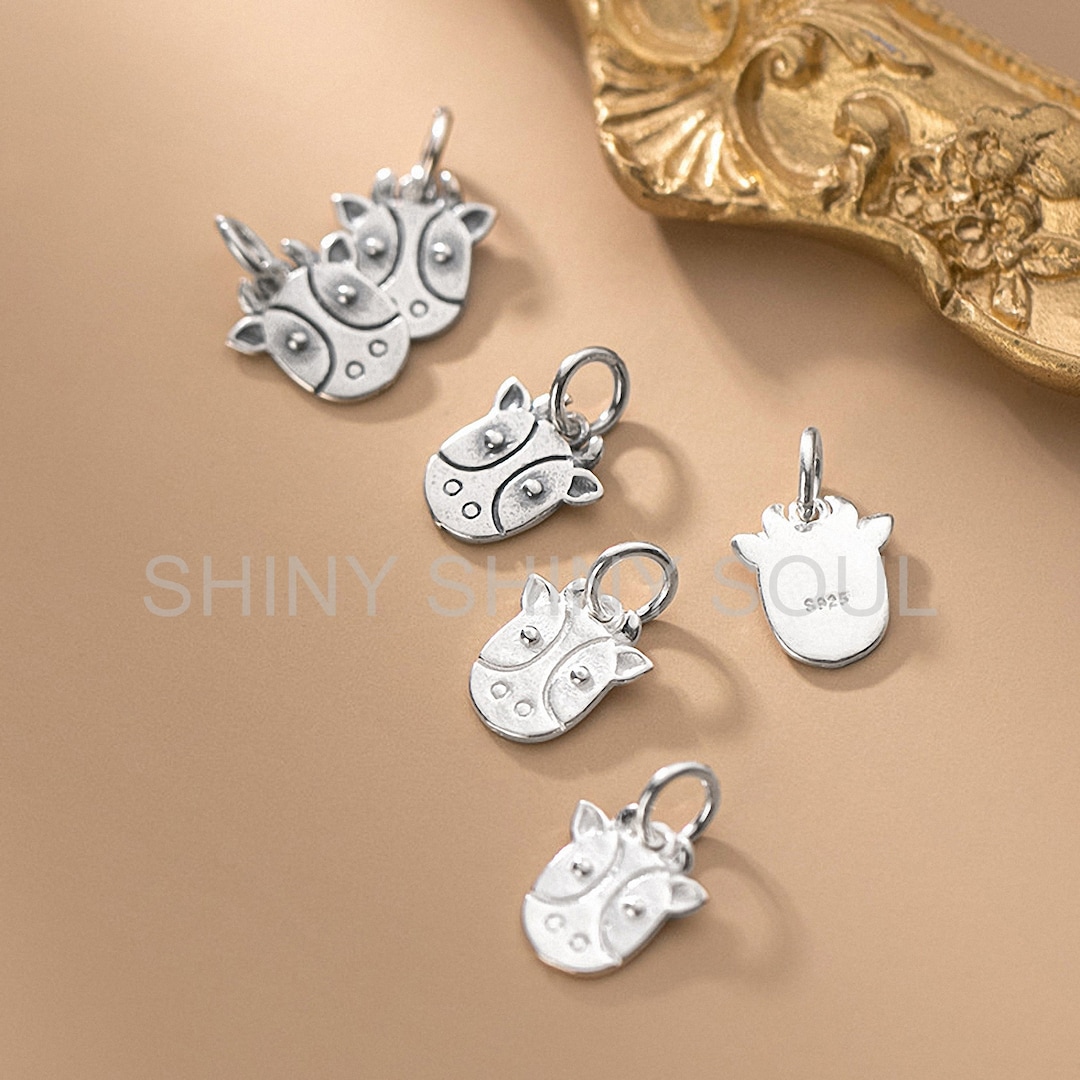 925 Sterling Silver Bull Charm Silver Bull Head Charms Animal - Etsy