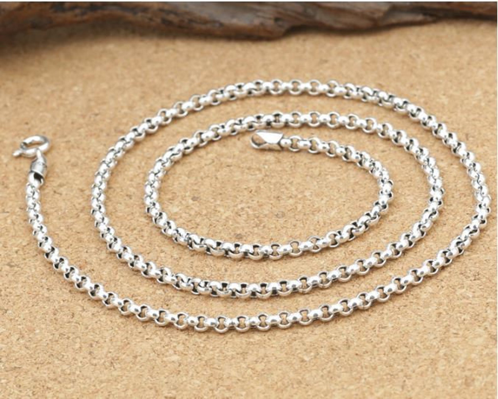 925 Sterling Silver Rolo chain 3mm rolo antique silver | Etsy