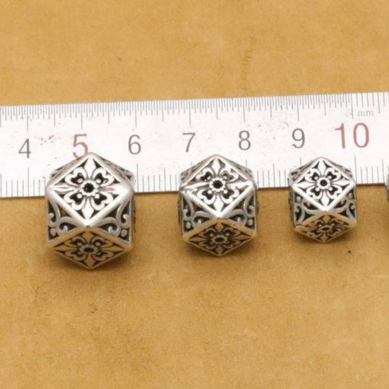 16-18-20mm 925 Sterling Silver Cube Beads Hollowed Flower - Etsy