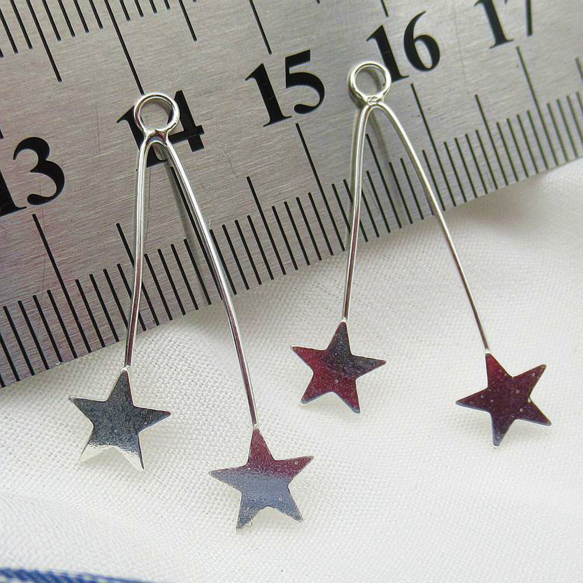 Sterling Silver CharmDouble Star Tassels CharmBright Silver | Etsy