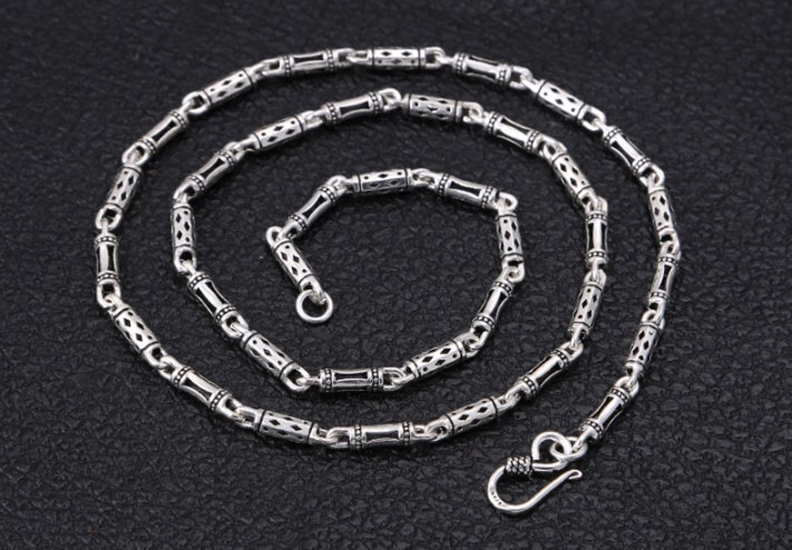 925 Sterling Silver Box Chain Necklace 4mm Tube Bead Necklace Box ...