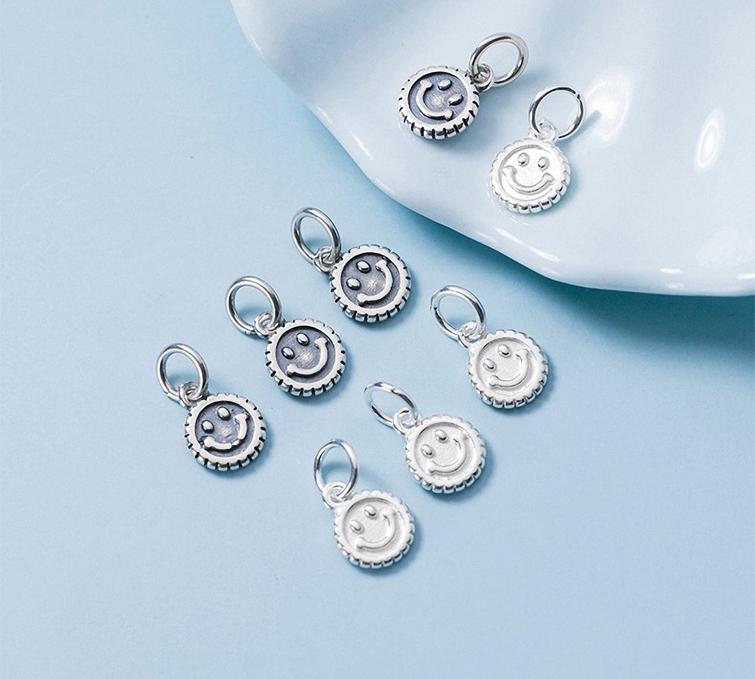 Sterling Silver Smile Charm Smile Face Pendant Happy Charm - Etsy