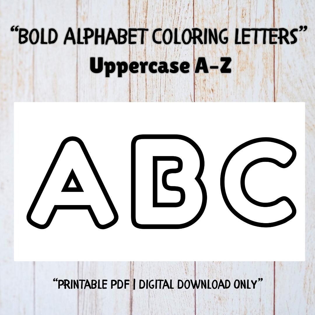 Bold Alphabet Coloring Letters – Uppercase A–Z | Modern ABC Printable ...