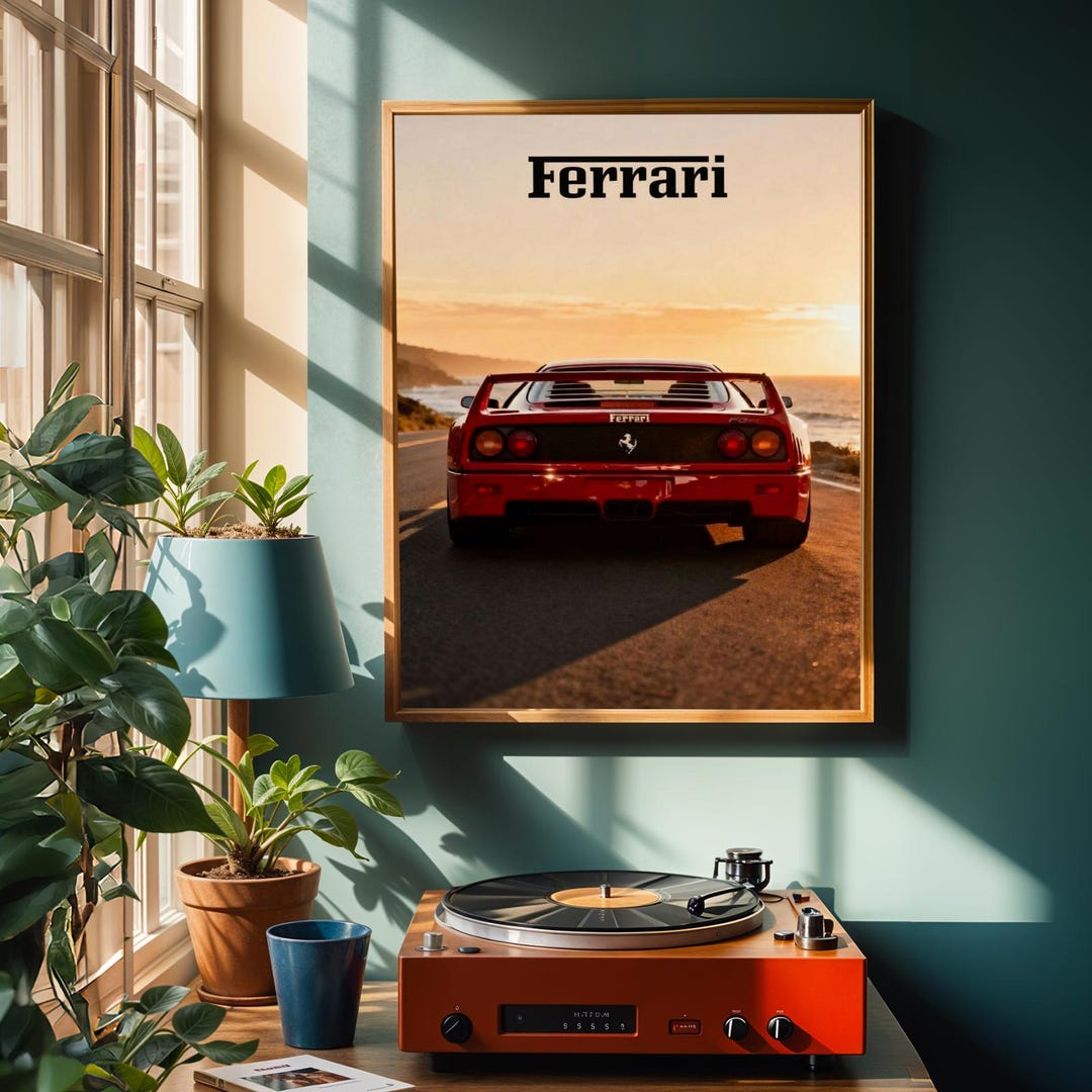 Ferrari F40 Poster – Coastal Road Sunset Automotive Art - Etsy