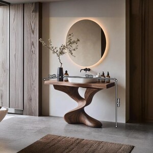 Mid-century Solid Wood Vanity – Handmade Wood Dressing Table – Rustic ...