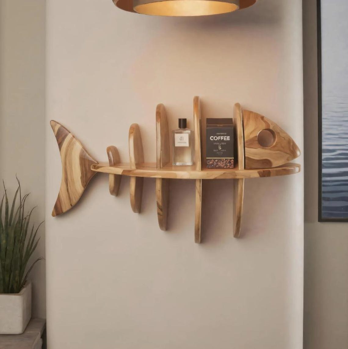 Handcrafted Wood Fish-bone Wall Shelf – Nautical Coastal Home Decor - Etsy