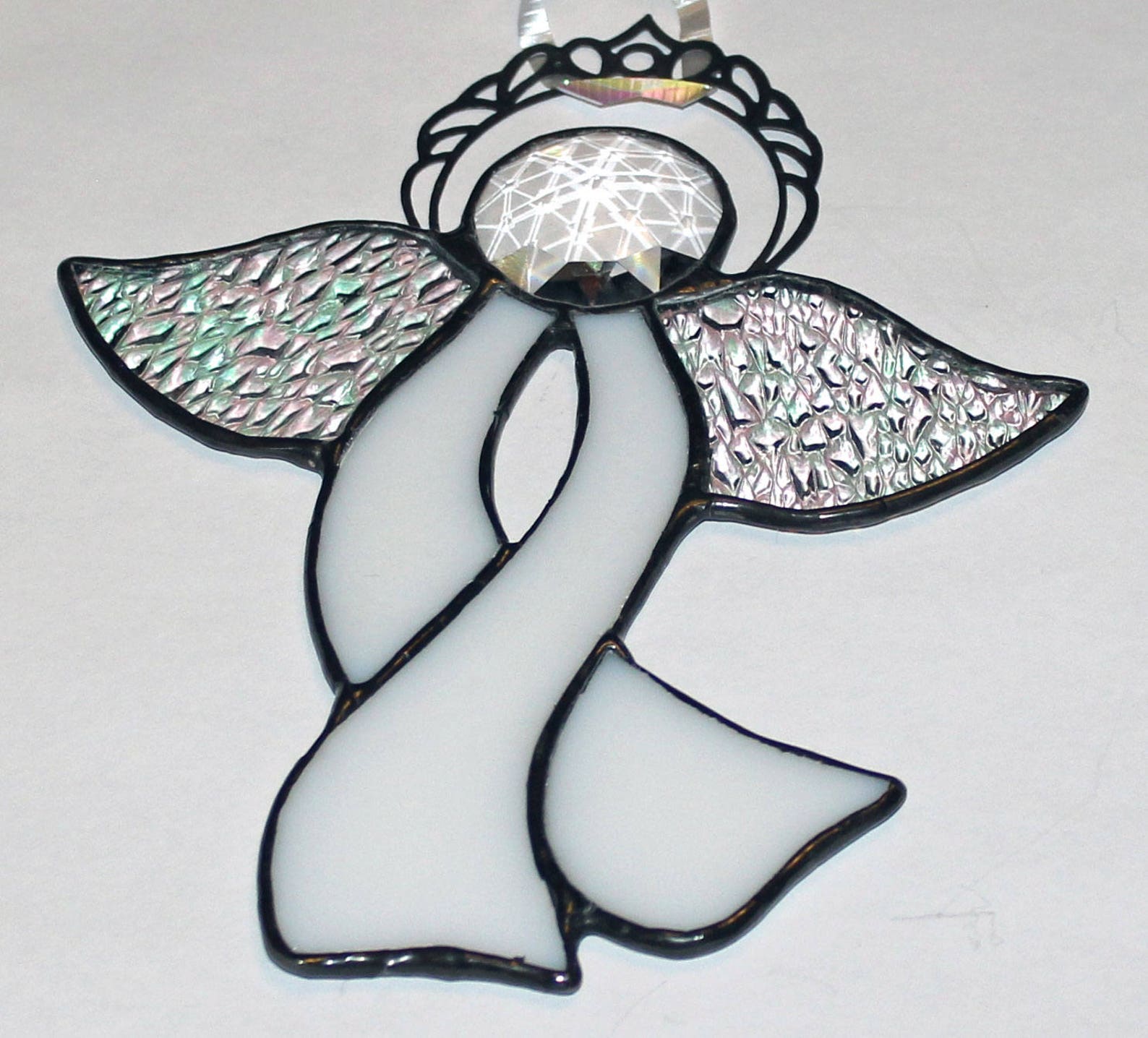 Stained Glass Ribbon Awareness Angel White - Etsy