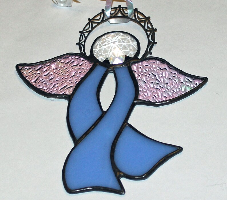 Stained Glass Ribbon Awareness Angel Periwinkle - Etsy