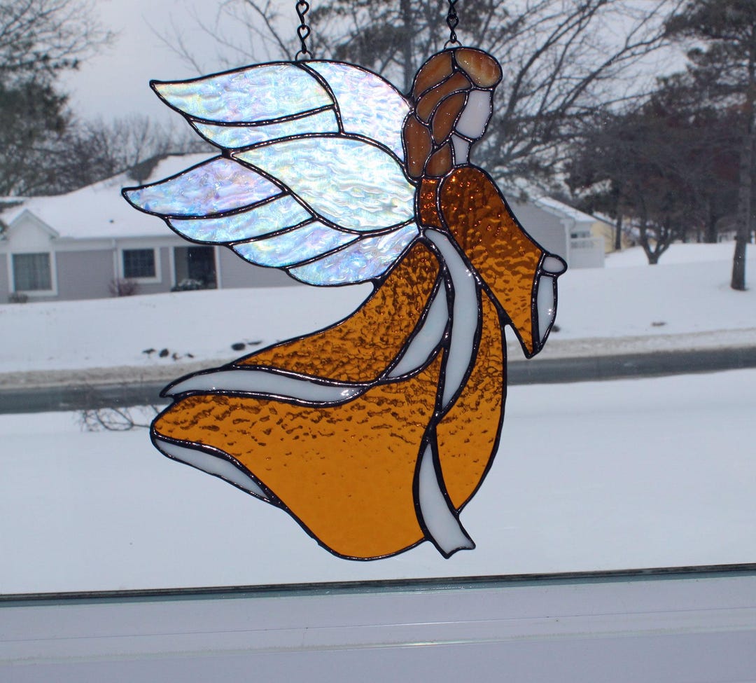 Stained Glass Angel - 11 In. Tall - Guardian Angel Side View - Etsy
