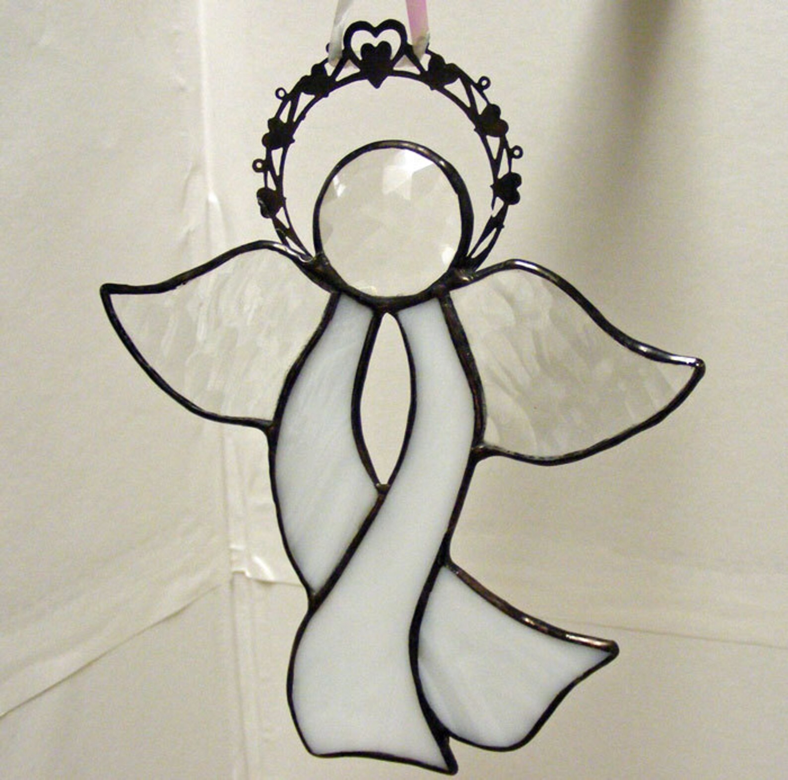 Stained Glass Ribbon Awareness Angel White - Etsy