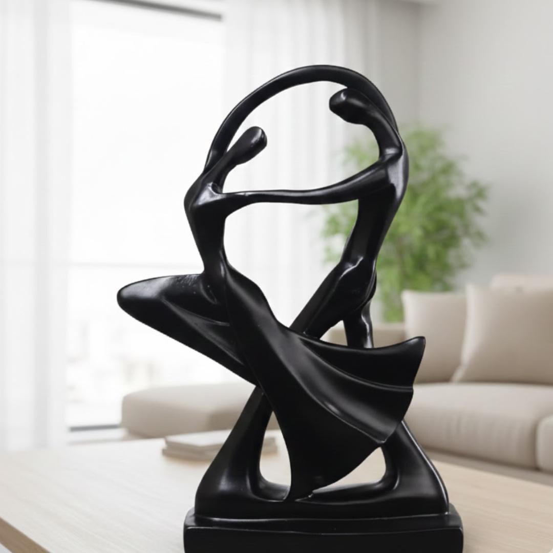 11.5 Inch Black Abstract Dancing Couple Sculpture | Modern Art Figurine ...
