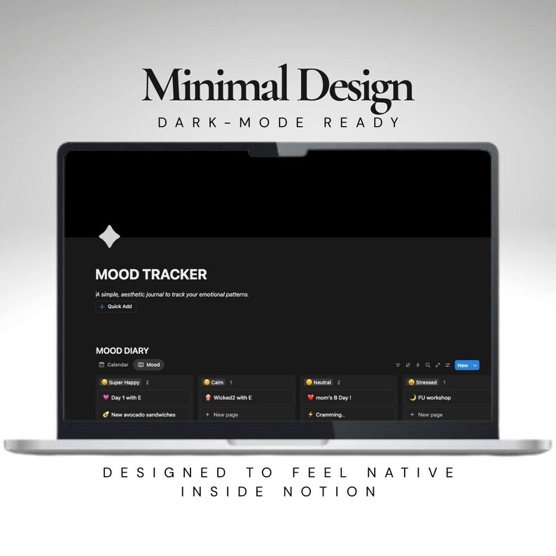 Notion Mood Tracker Template · Black Edition | Daily Mood Log, Trend ...