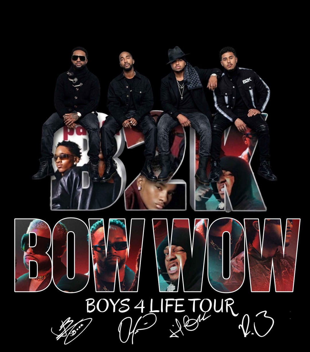 B2K Bow Wow Boys4life Tour PNG File : B2K Concert 2026 Tshirt Design ...