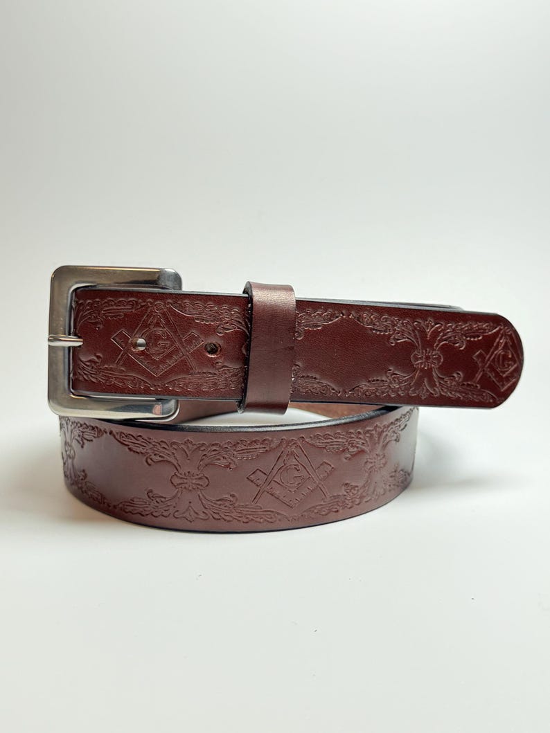 Brown Freemason Heavy Duty Leather Belt - Etsy