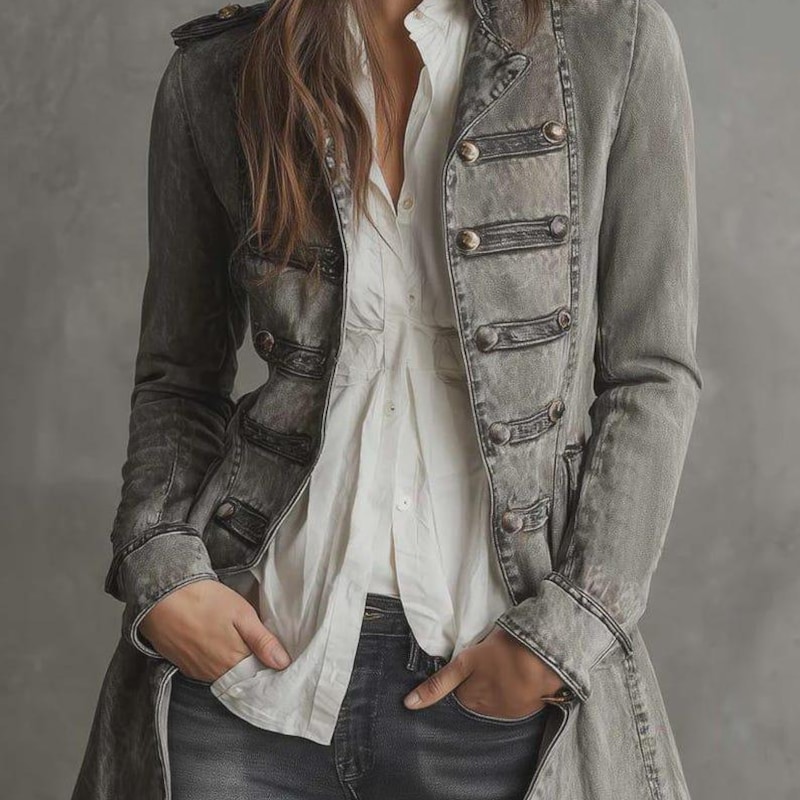 Military Style Jacket Denim - Etsy