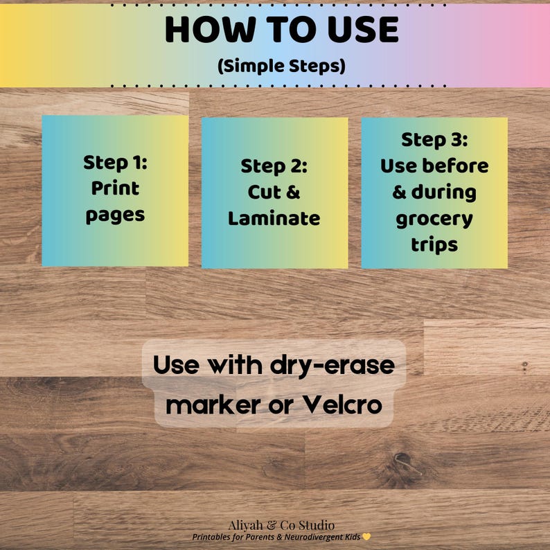 Grocery Store Visual Schedule for Kids | First Then Board, Calm Choices ...