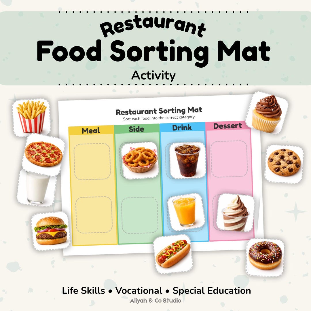 Restaurant Food Sorting Activity | Life Skills, Special Education ...