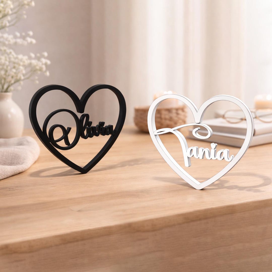 Heart Name Place Cards, Personalized Wedding Name Tags, Laser Cut Wood ...