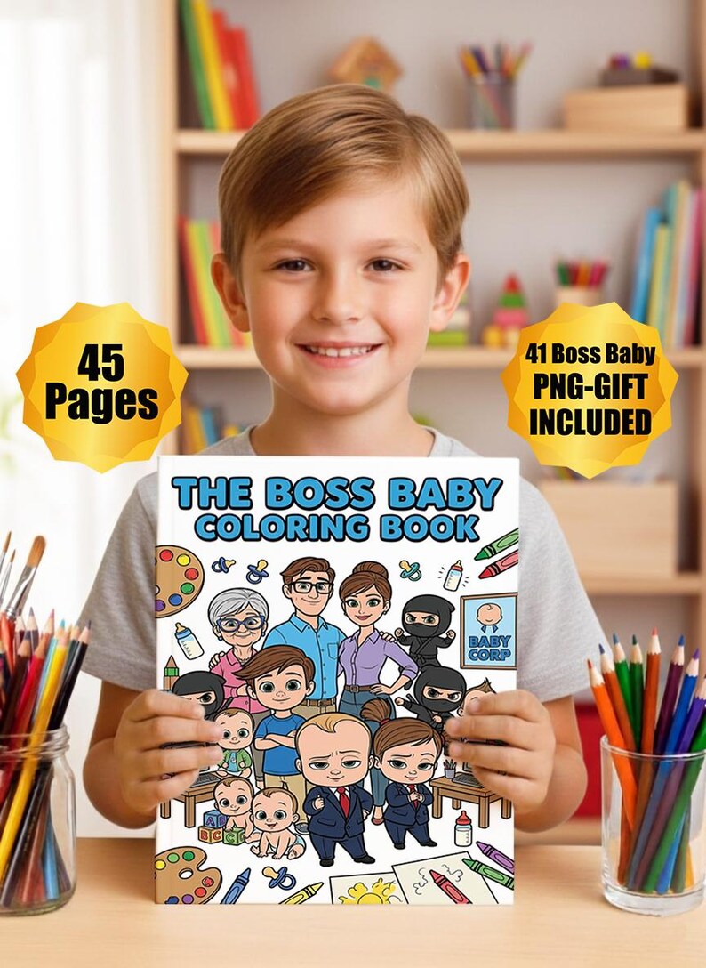 The Boss Baby Coloring Book | 45 Pages, PNG Images (digital Download ...
