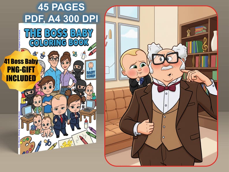 The Boss Baby Coloring Book | 45 Pages, PNG Images (digital Download ...