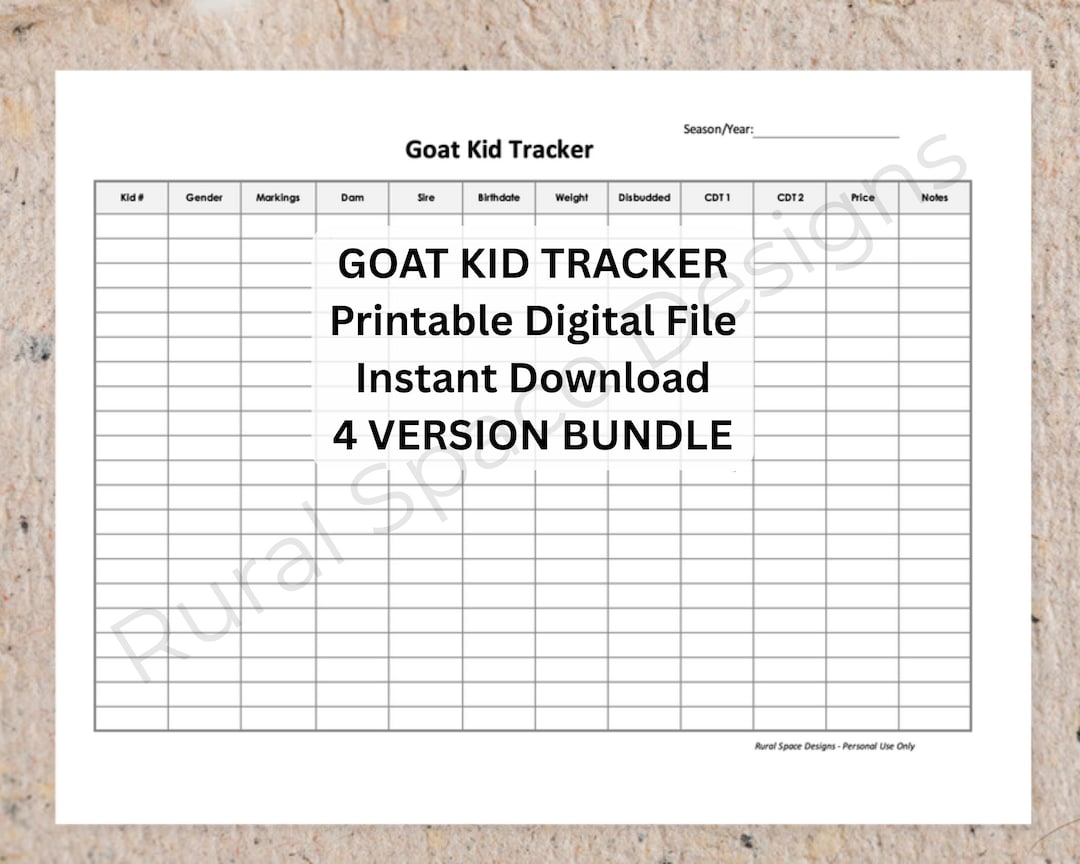 Goat Kid Tracker Printable Set • Essential, Detailed, Write-in & Blank ...