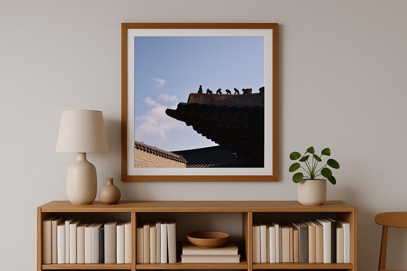 Printable | Korean Hanok Roof | Blue Sky Minimalism | Asian ...