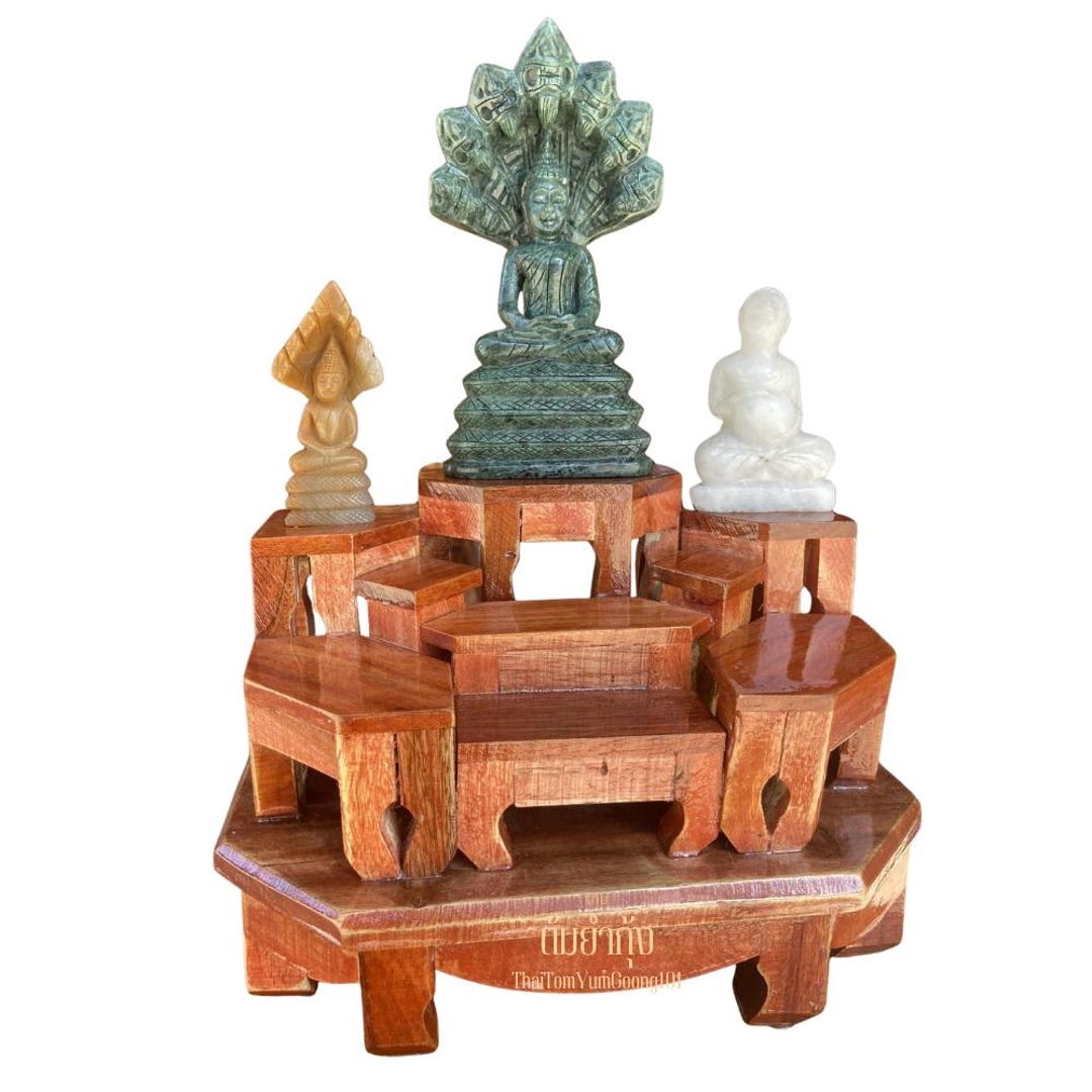 Teak Wood Mini Altar Table Set (9 Attached Tables),handcrafted Thai ...