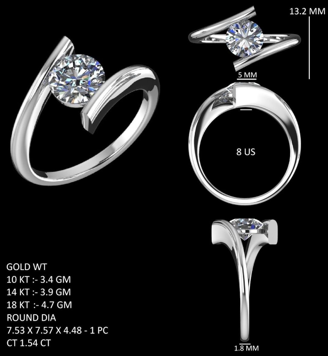 Ring CAD STL | Diamond Gold Ring 3D Jewelry Design | Ready for Casting ...