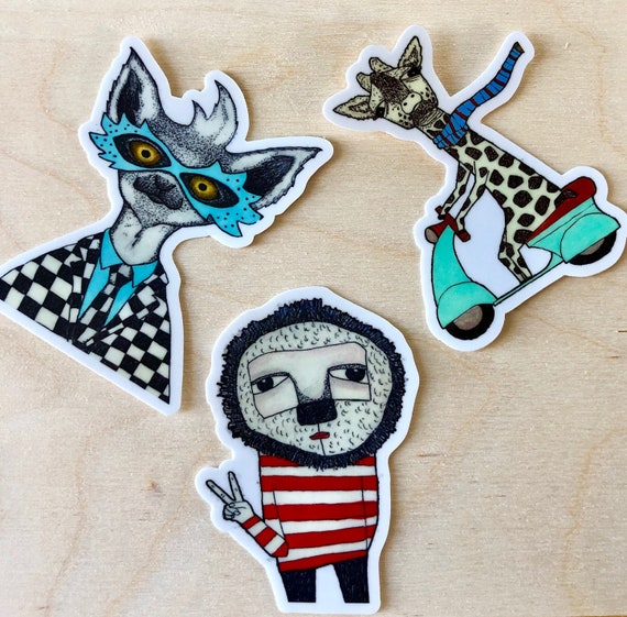 Cool Sticker pack of 3 Awesome Original Illustrated | Etsy