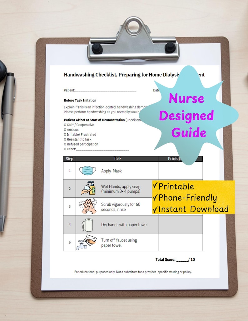 Handwashing Checklist for Home Dialysis | Infection Control Guide ...