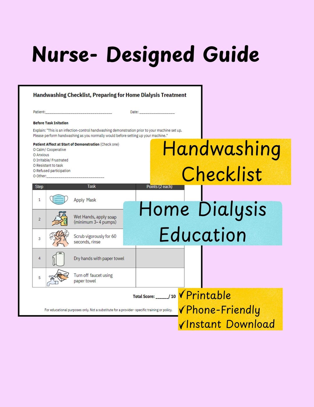Handwashing Checklist for Home Dialysis | Infection Control Guide ...