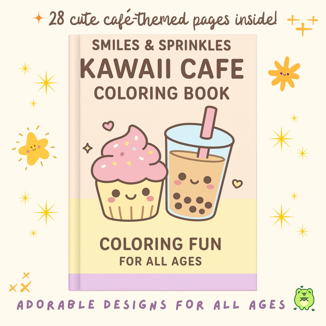 Kawaii Café Printable Coloring Book – Smiles and Sprinkles Digital PDF ...