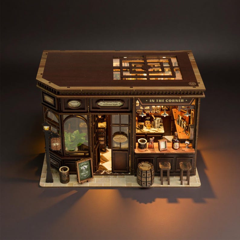 DIY Book Nook Kit – 3D Puzzle, Miniature With LED Lights (corner Tavern ...