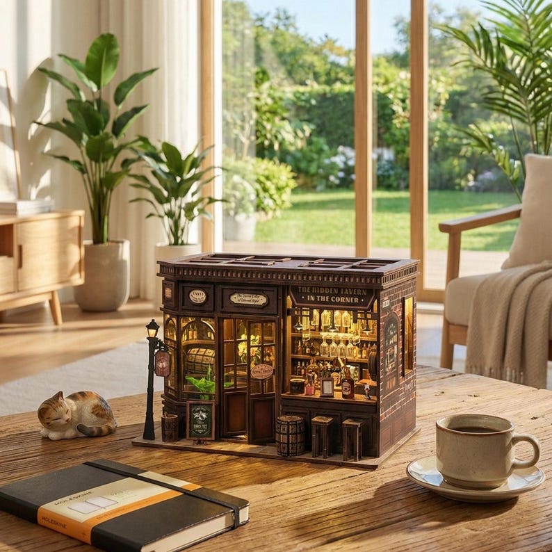 DIY Book Nook Kit – 3D Puzzle, Miniature With LED Lights (corner Tavern ...