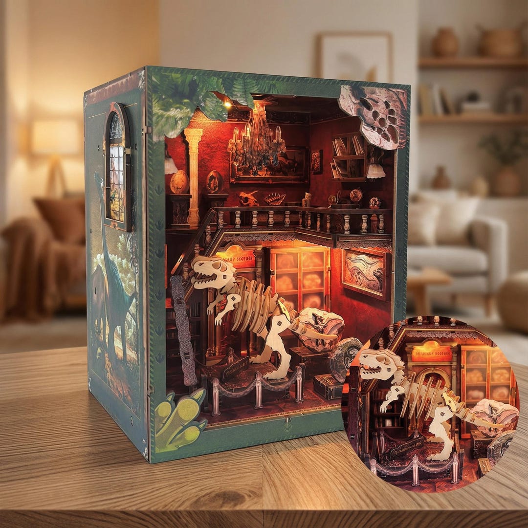 DIY Book Nook Kit – 3D Puzzle, Miniature With LED Lights (dinosaur ...